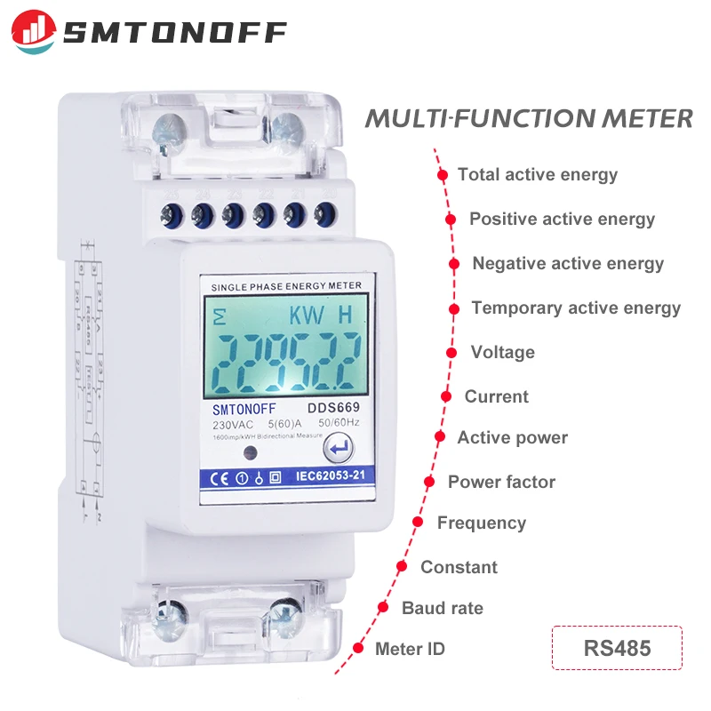 Multi function Bi directional measuring meter two way meter smart energy meter on grid solar PV ...