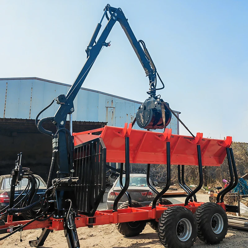 Forest-Log-Trailer-With-Crane-For-Tractor-With-Grapple-Atv-Log-Trailer ...