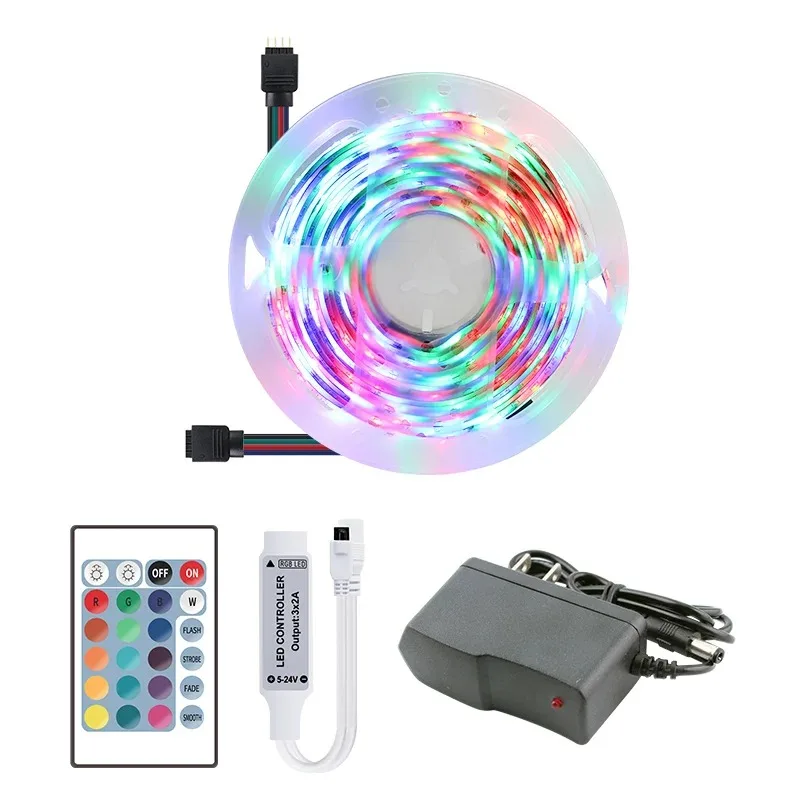 12V-RGB-LED-Light-Strip-Wireless-Controller-SMD-2835-60LEDS-M-LED-24Key ...