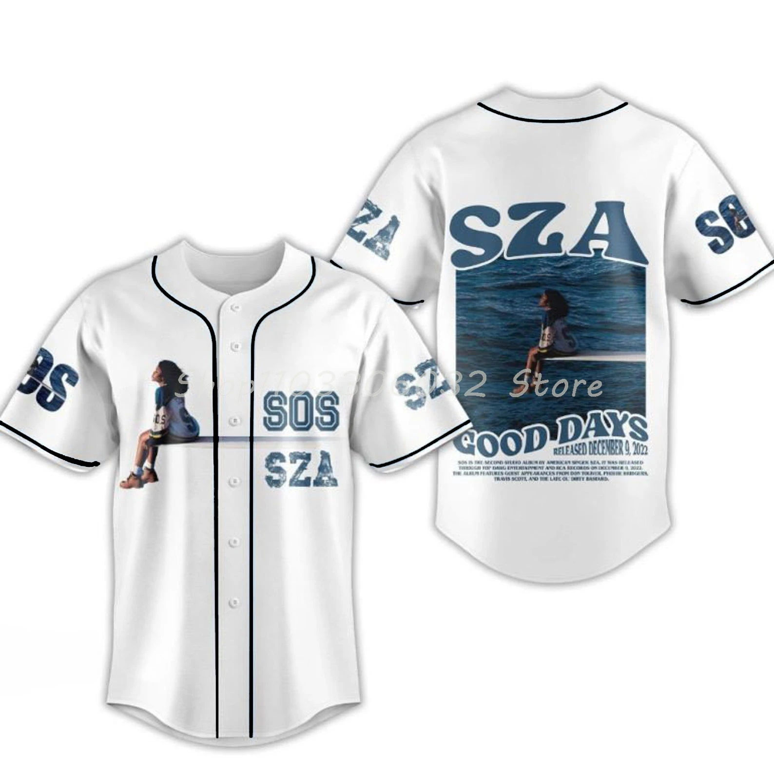 SZA-SOS-Merch-Baseball-Jersey-Shirt-V-Neck-Women-Men-Short-Sleeve ...
