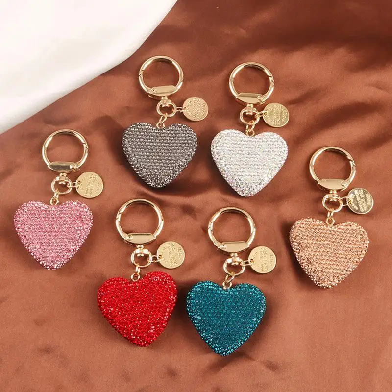 Light-Luxury-Multi-color-Love-Heart-Keychain-Full-Rhinestone-Alloy-Key ...