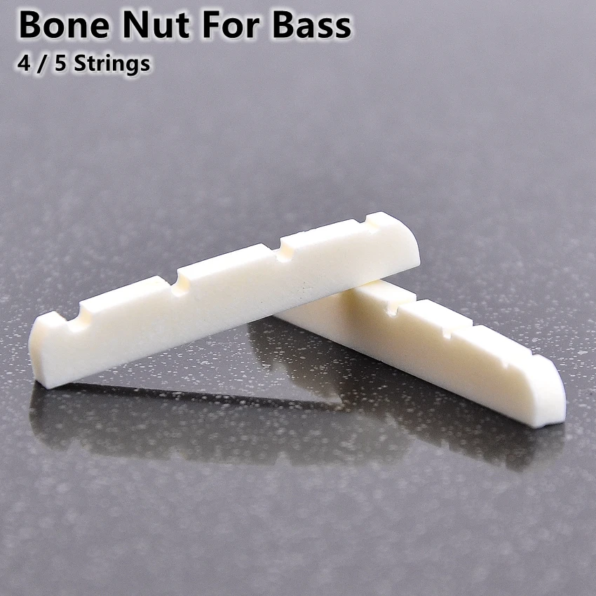 1 Piece 4/5 Strings Real Slotted Bone Nut For Bass
