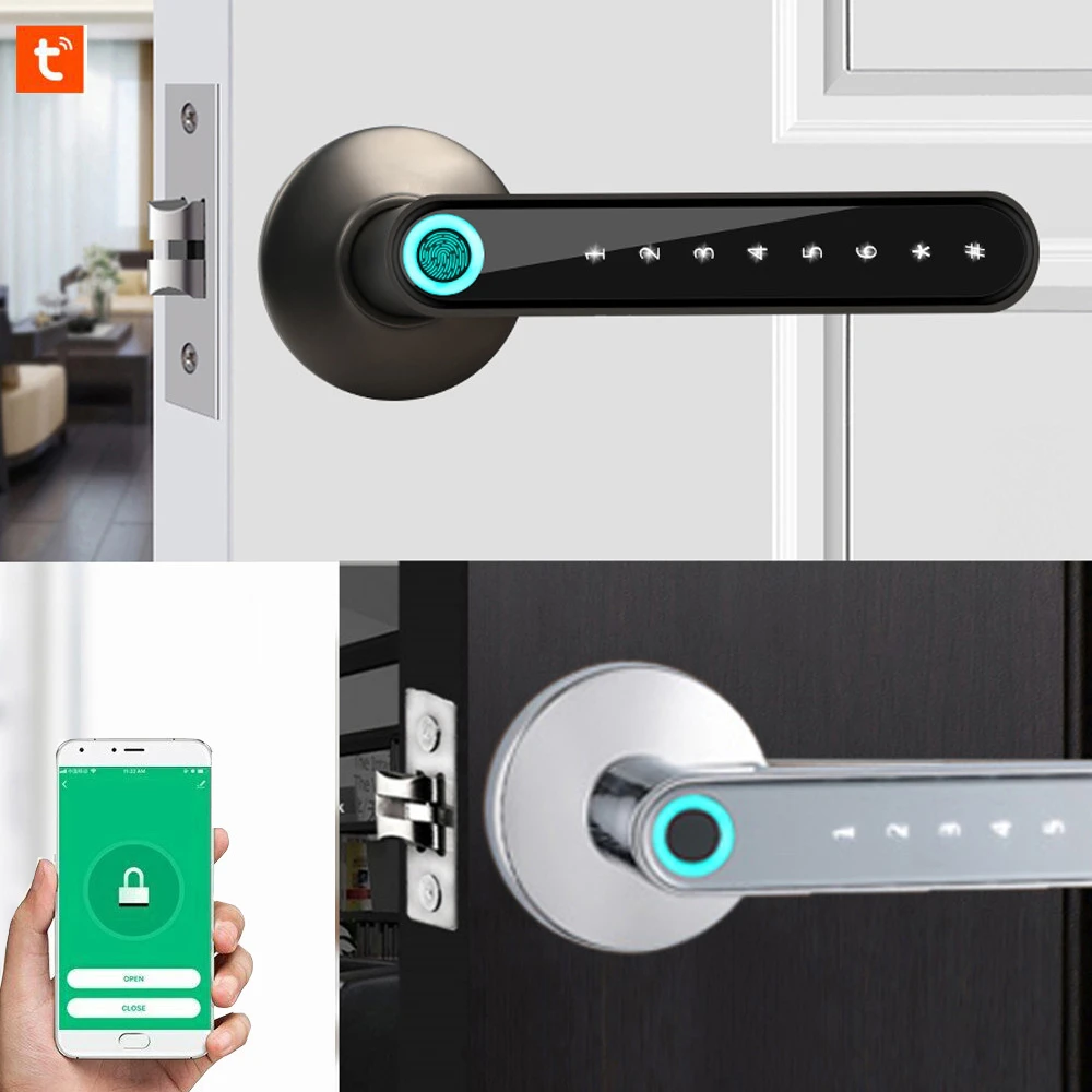 Tuya Smart Door Lock Fingerprint | Smart Door Handle Keyless | Smart ...
