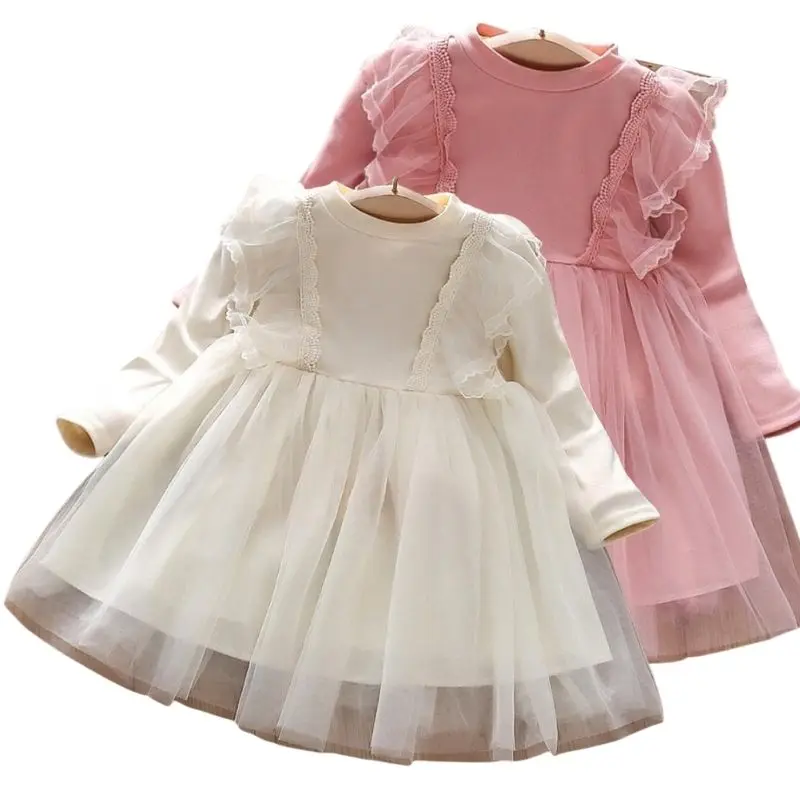 Girls Gauze Tutu Dress White Pink Spring Children Lace Princess Dress ...
