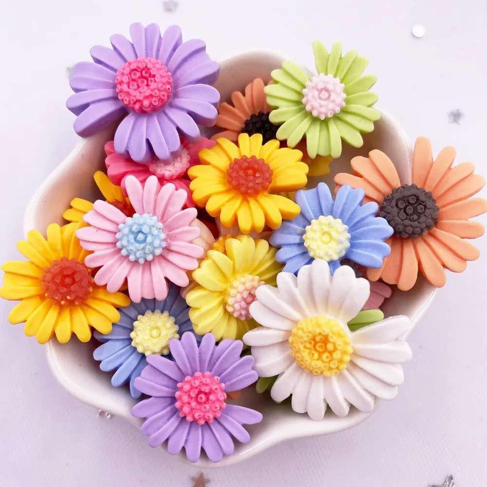 Colorful-Resin-Cute-Gap-Daisy-Flower-Flatback-Cabochon-Stone-Miniature ...