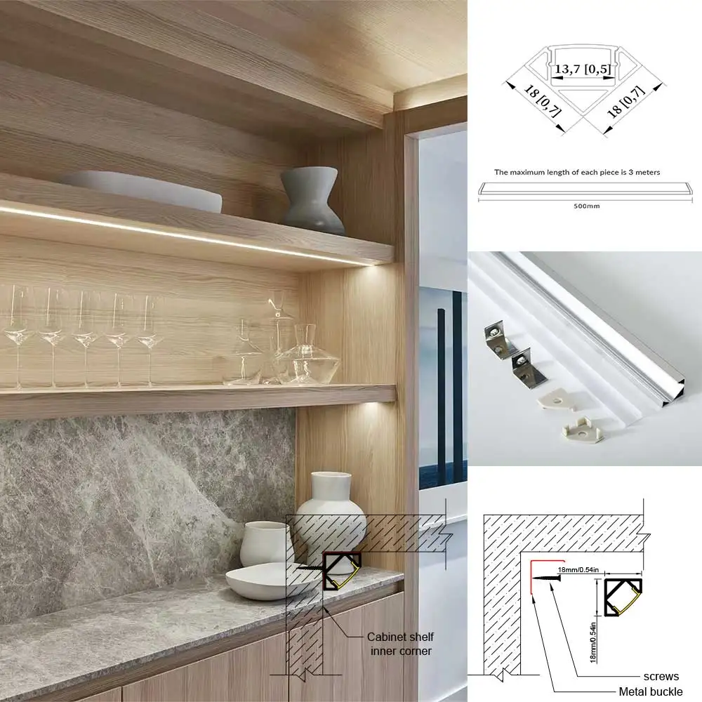 18x18mm-5pcs-0-5M-LED-aluminum-profile-LED-Angular-Profile-aluminum ...