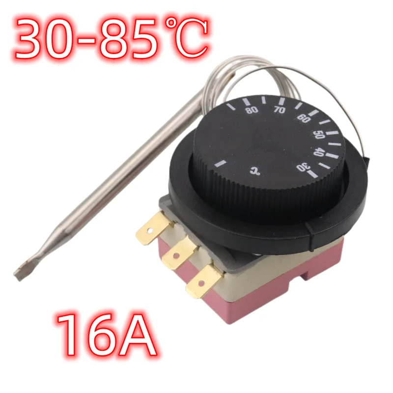 16A Centigrade Ceramic Base Mechanical Thermostat Water Heater Temperature Switch NO+NC 3 pins ...