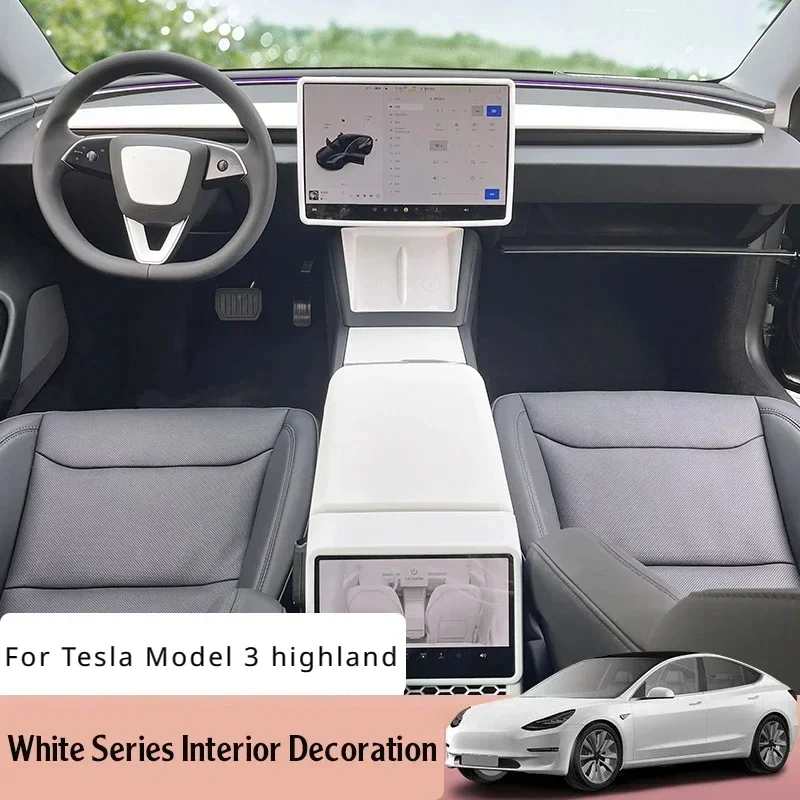 Interior-For-Tesla-Model-3-highland-Center-Console-Storage-Box-Steering ...