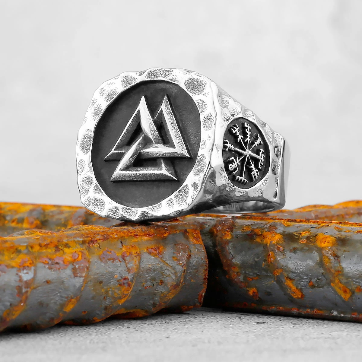 Vintage Nordic Valknut Ring Stainless Steel Viking Celtic Knot Ring For ...