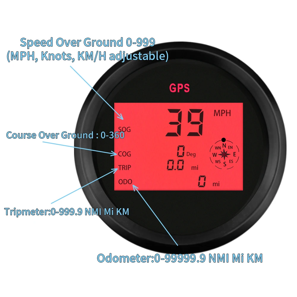 Newest 85mm Digital Gps Speedometer 0-999 Km/h Knots Mph Odometer Gauge ...