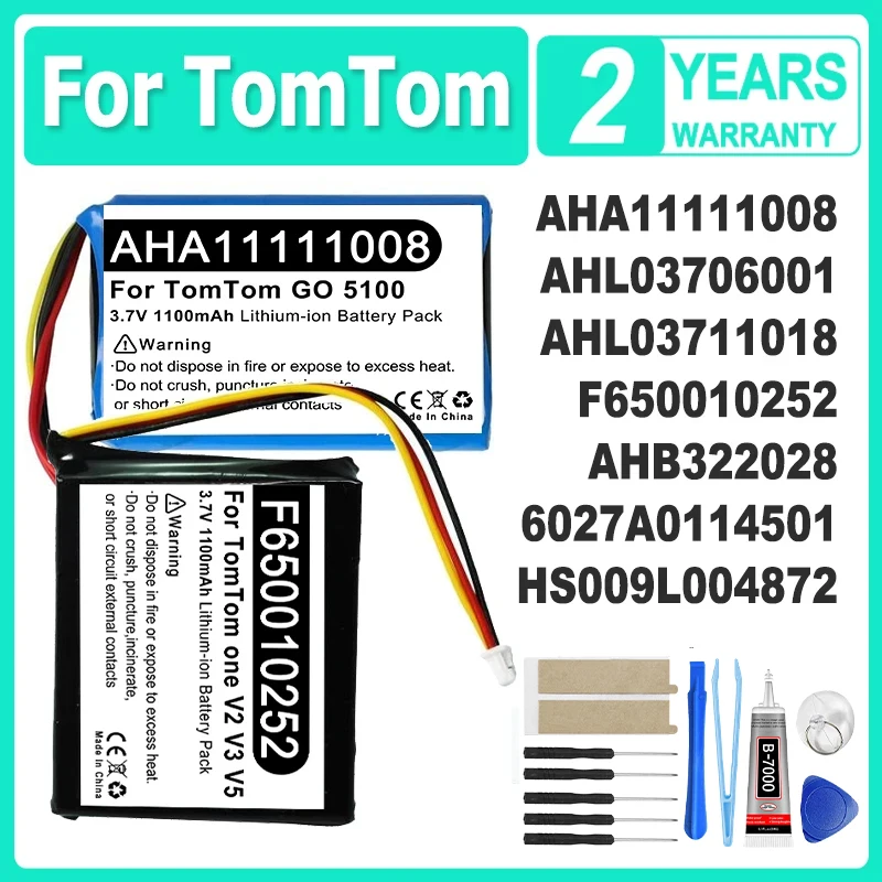 Replace Battery For TomTom GO One V2 V3 V5 XL VF6P 1EX00 1000 2050 5100 ...