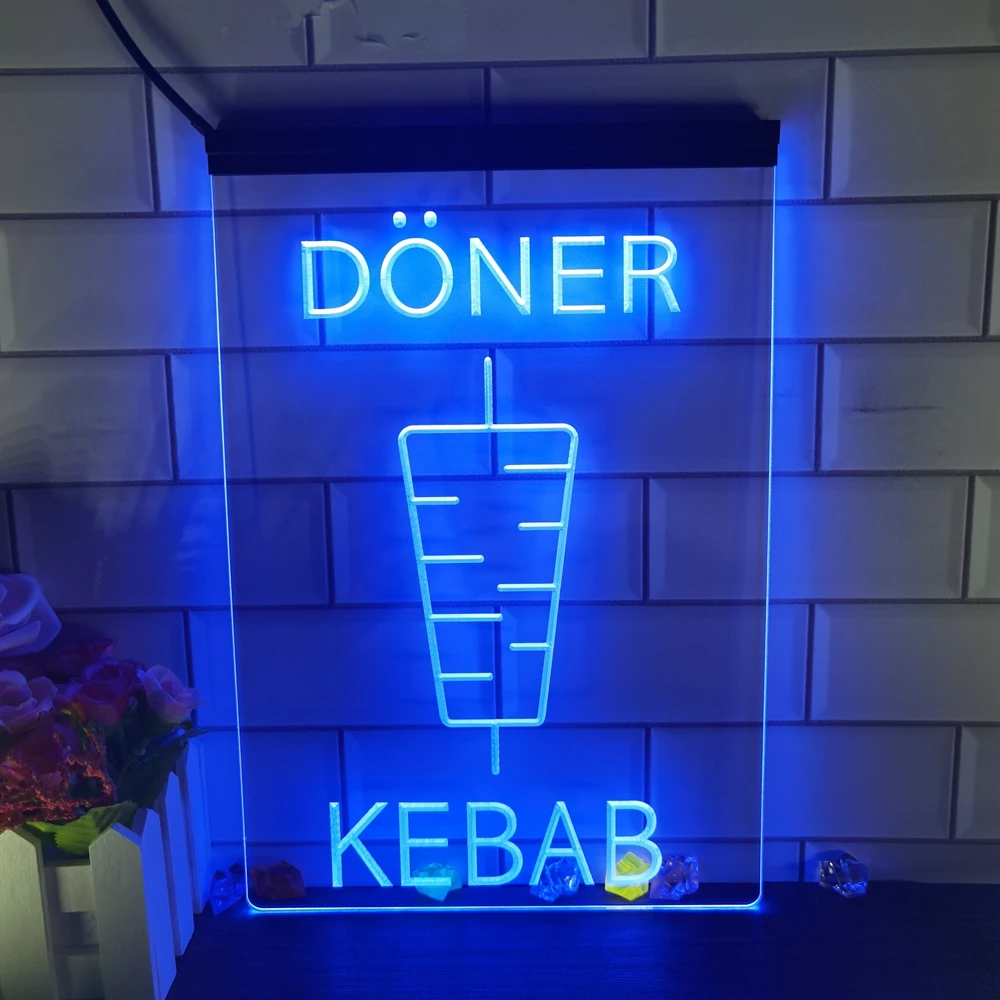 Doner Kebab Restaurant Caf Decoration Bar LED Neon Sign-3D Carving Wall ...