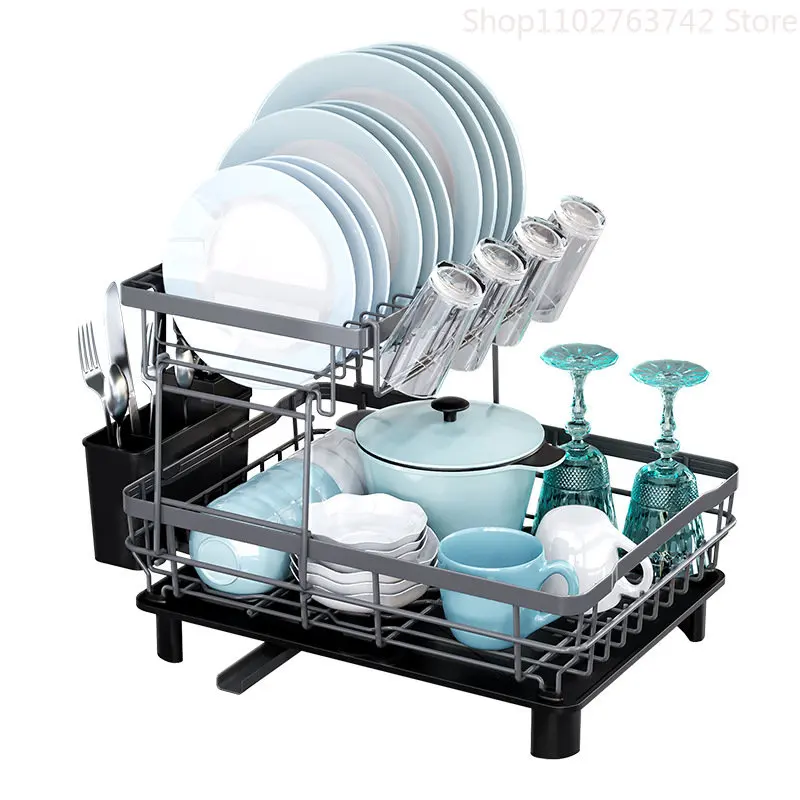 Multi-function-Storage-Organizer-Double-Layer-Iron-Dish-Drainer ...