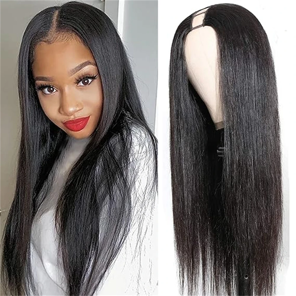 Silky-Straight-Human-Hair-Wigs-No-Leave-Out-U-Part-Wig-Brazilian ...