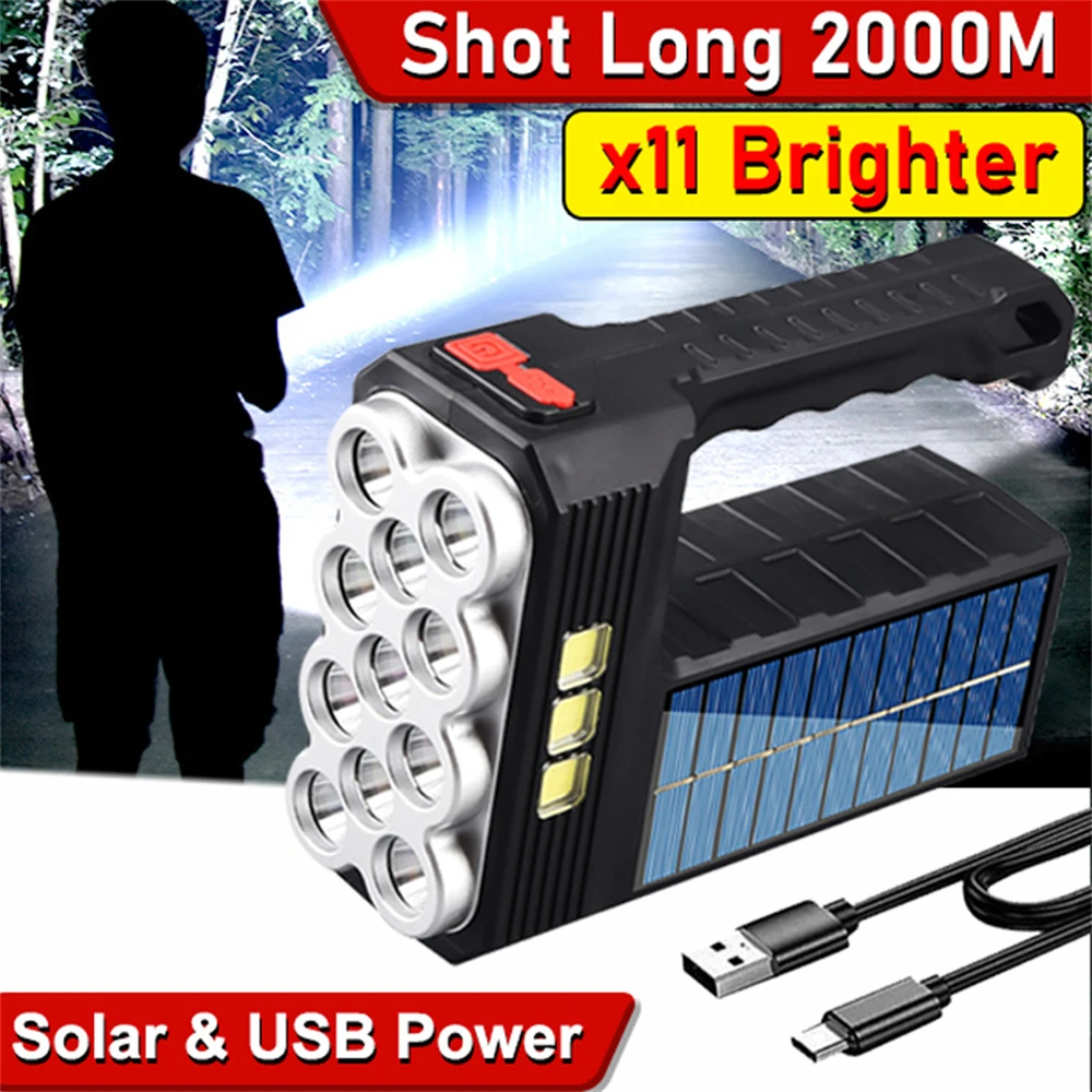Super-Bright-Solar-LED-Camping-Flashlight-with-COB-Work-Lights-USB ...