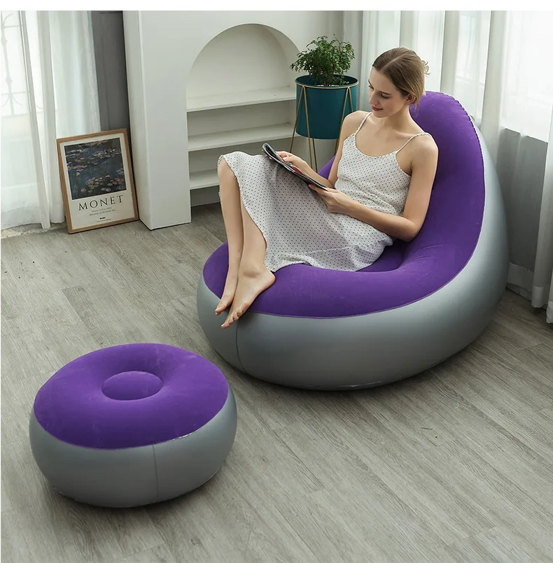 Sofá cama inflable para exteriores, reclinable, plegable, con flocado ...