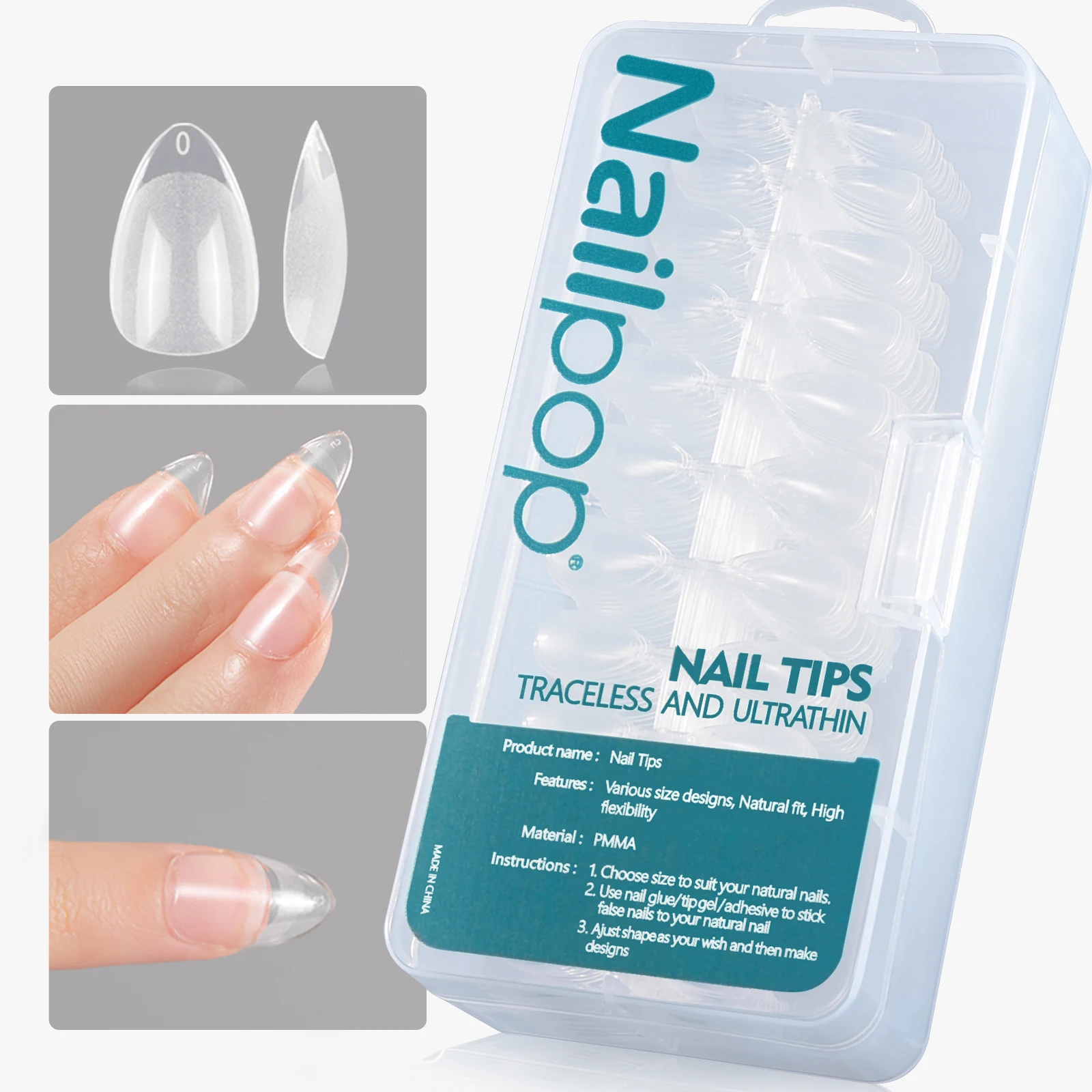 Nailpop-Extra-Short-Nail-Capsule-Half-Matte-Fake-Nail-Tips-Almond ...