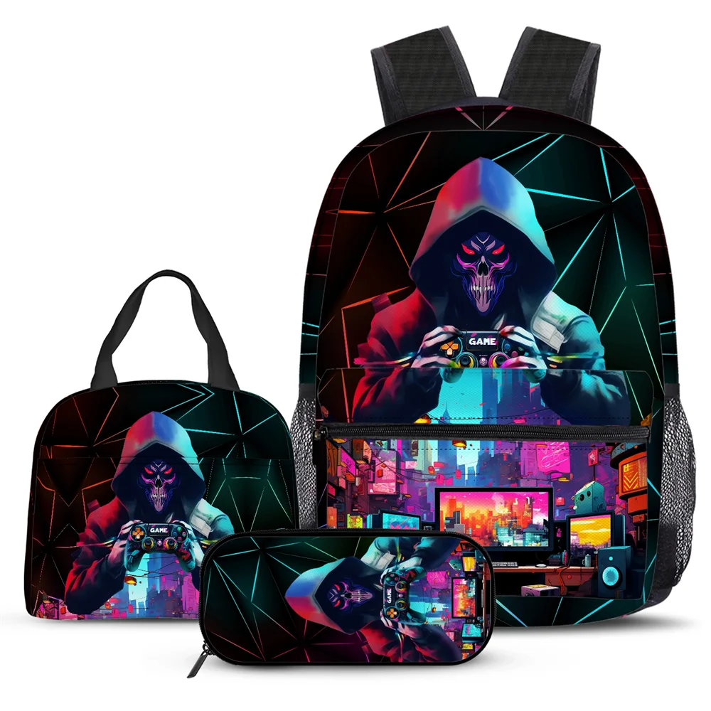 3-Piece-Set-Game-Controller-Graphic-Backpack-with-Lunch-Bag-Pencil-Case ...
