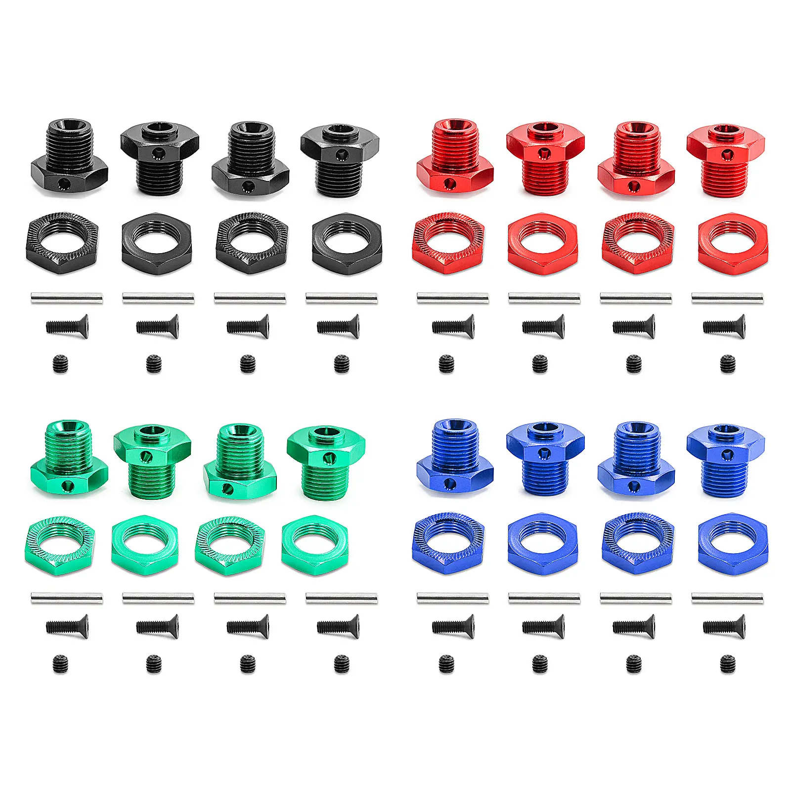 17mm Hub Adapter + Lock Nut (4pcs), Compatible with ARRMA 1/8 Typhon 3S ...