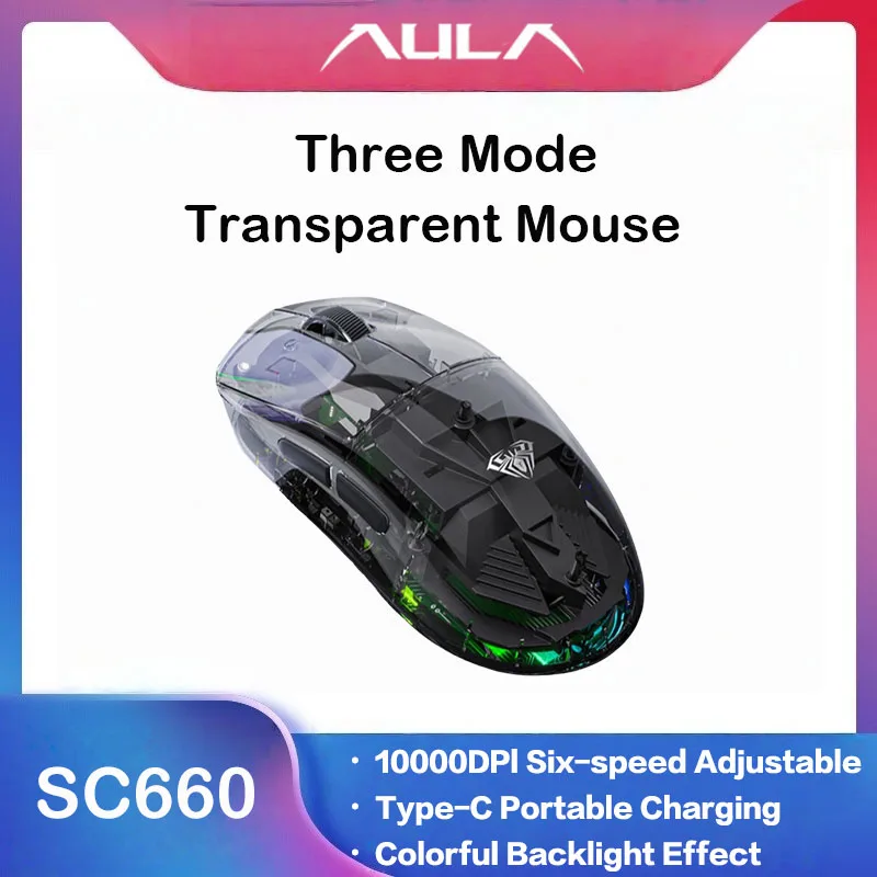 AULA SC660 Mouse sem fio Bluetooth E-sports Mouse Conexão de três modos ...