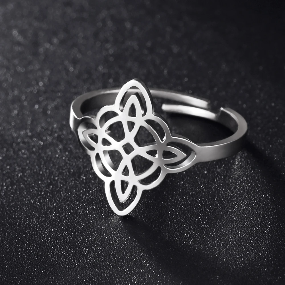 Teamer-Women-Witchcraft-Witch-Knot-Ring-Gold-Color-Adjustable-Stainless ...