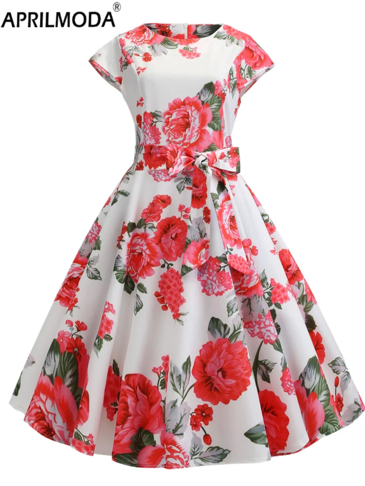 Elegant 1950s Style Retro Summer Dresses for Women Short Cocktail Gowns ...