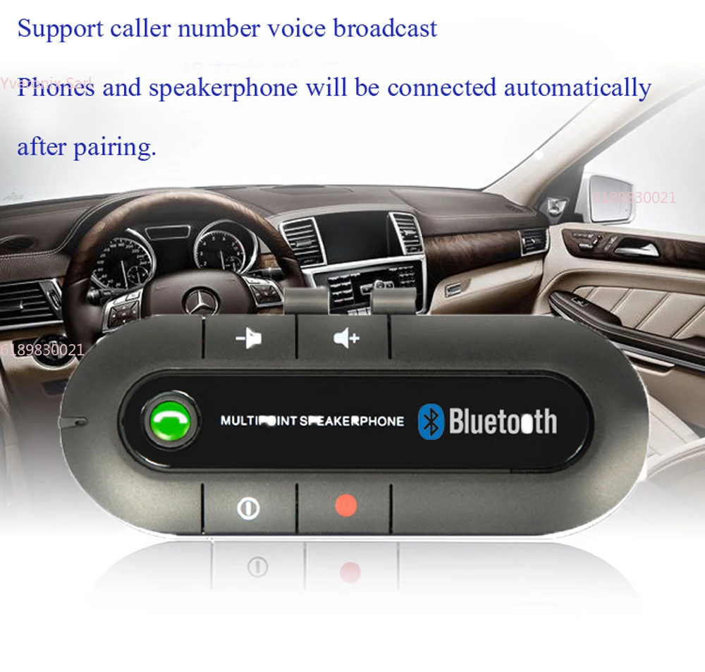 Wireless Handsfree Car Bluetooth Kit 4.1 Sun Visor Bluetooth Speaker ...