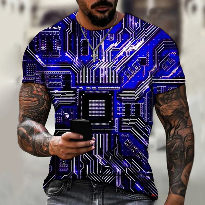 Circuit-Board-Electronic-Chip-CPU-Graphic-T-Shirts-for-Men-Clothing-Tee ...