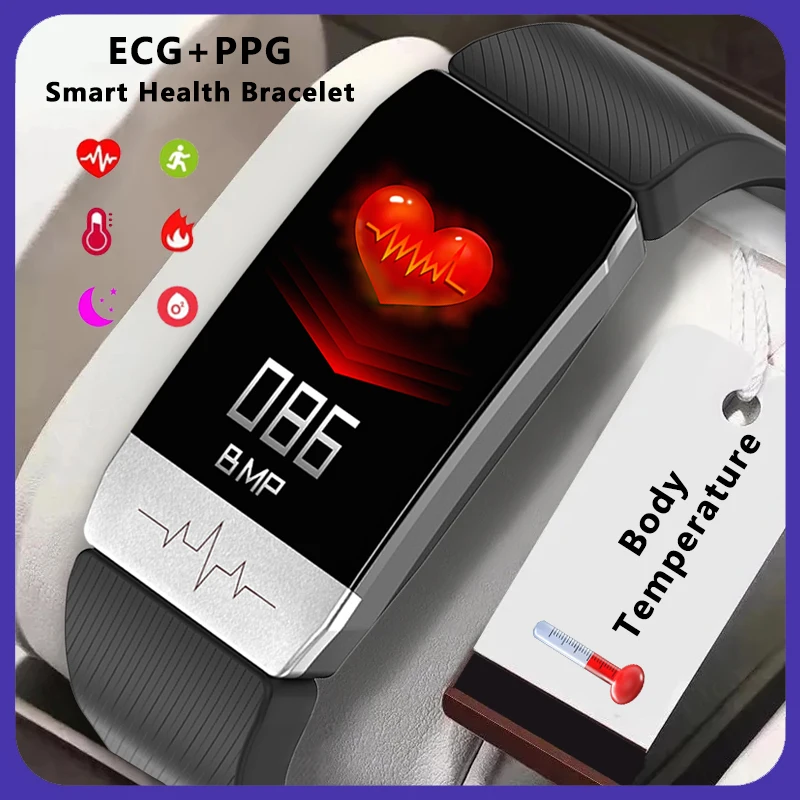 ECG-PPG-T1S-Smart-Bracelet-Body-Temperature-Heart-Rate-Pressure-Monitor ...