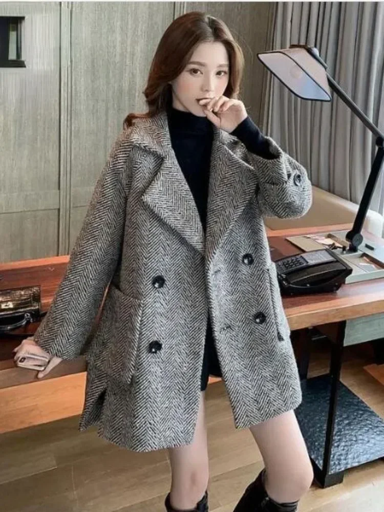 Women's Wool Coat New Vintage Loose Button Coats and Jackets Women ...