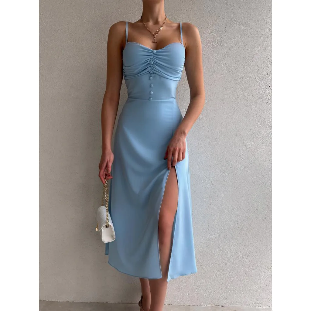 Sexy-Slim-Spaghetti-Strap-Dresses-Women-Solid-Color-Backless-Leace-up ...