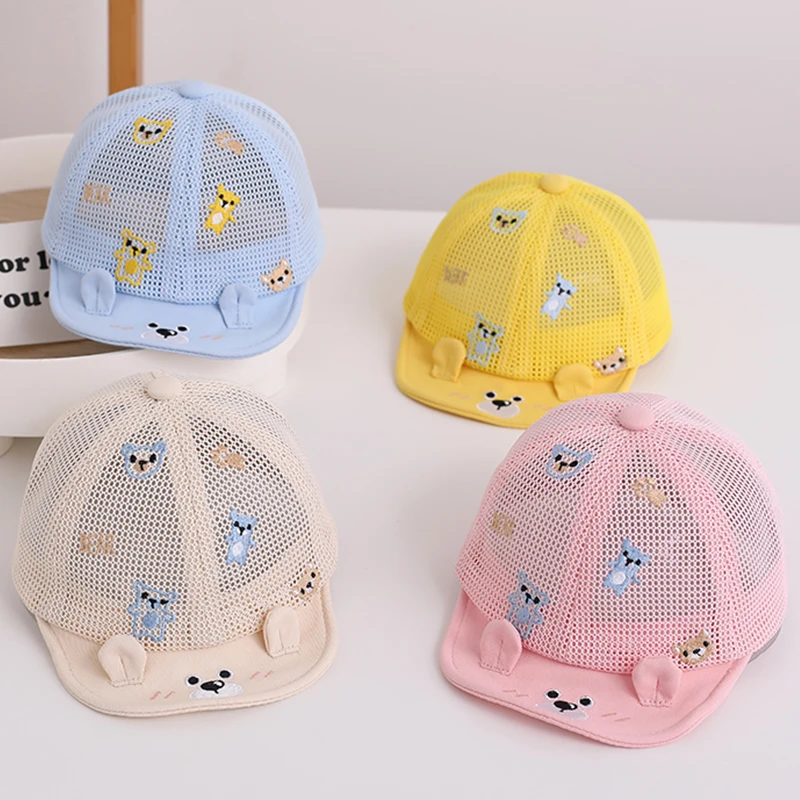 Cute-Summer-Mesh-Breathable-Baby-Cap-Embroidery-Bear-Baby-Boy-Girl-Sun ...