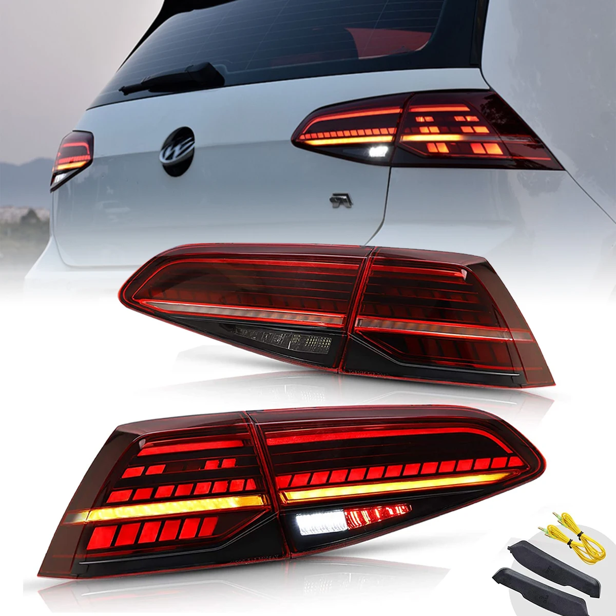 Full LED Tail Lamps Assembly For VW Volkswagen Golf MK7 Golf7.5 TSI TDI ...