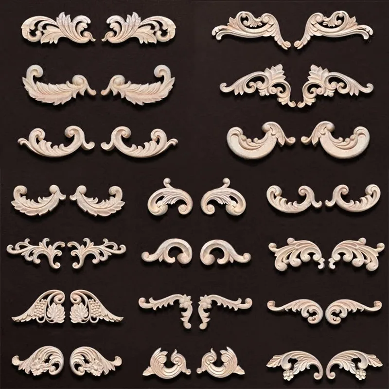 2PC-Wood-Corner-Decoration-Wood-Carving-Onlays-Appliques-Wood-Decals ...