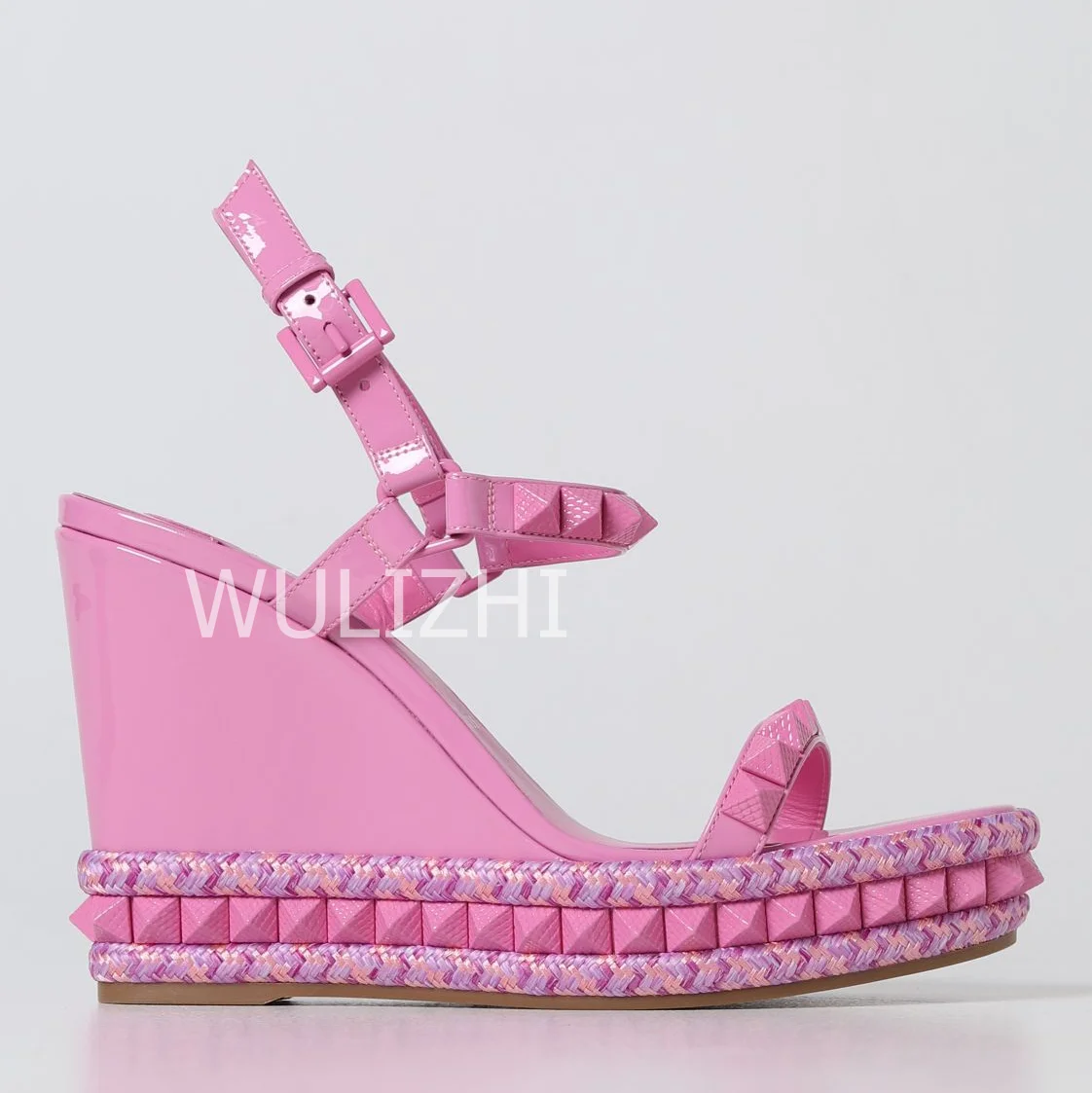 Women New Full Pink Stud Wedge Sandal Platform Slingback String Bead ...