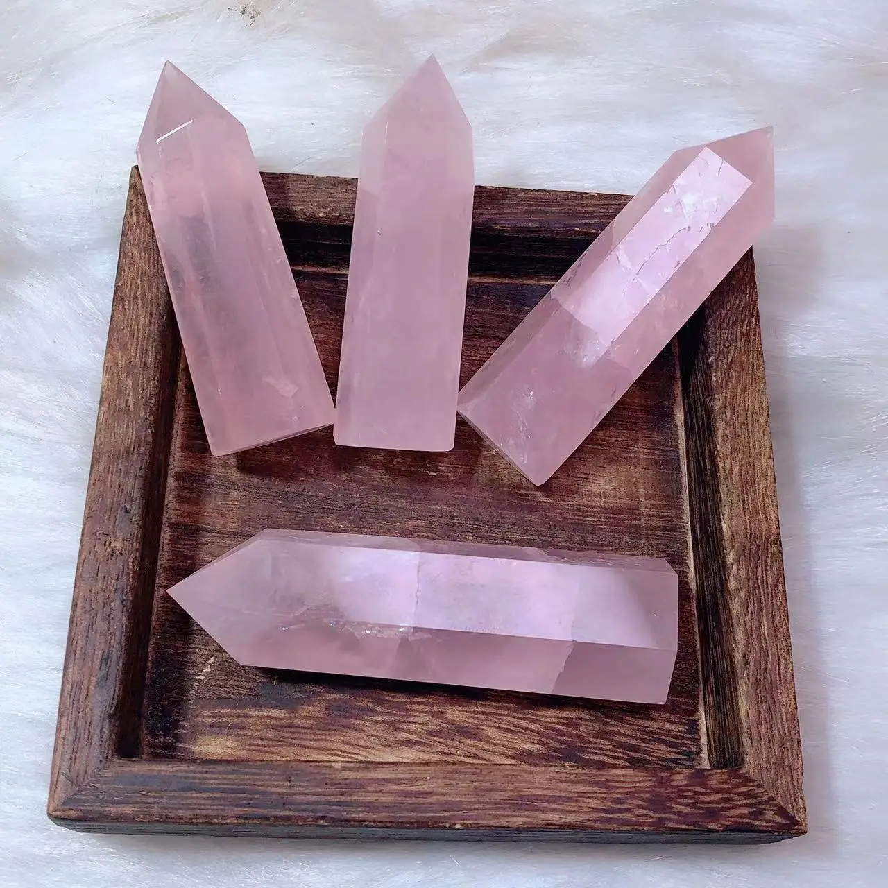Natural-Crystal-Rose-Quartz-Tower-Stone-High-Quality-Point-Healing-Home ...