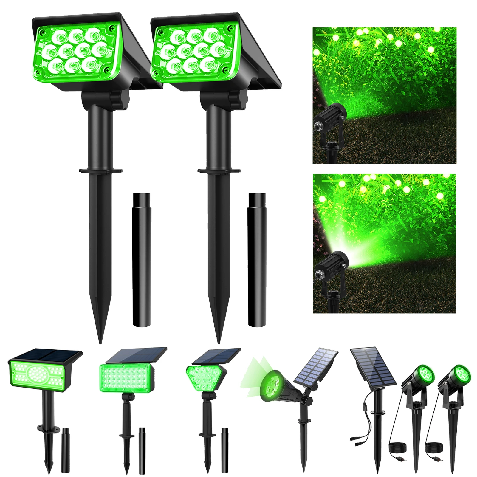 1PC Green Solar LED Light Outdoor Solar Power Light IP65 Waterproof ...