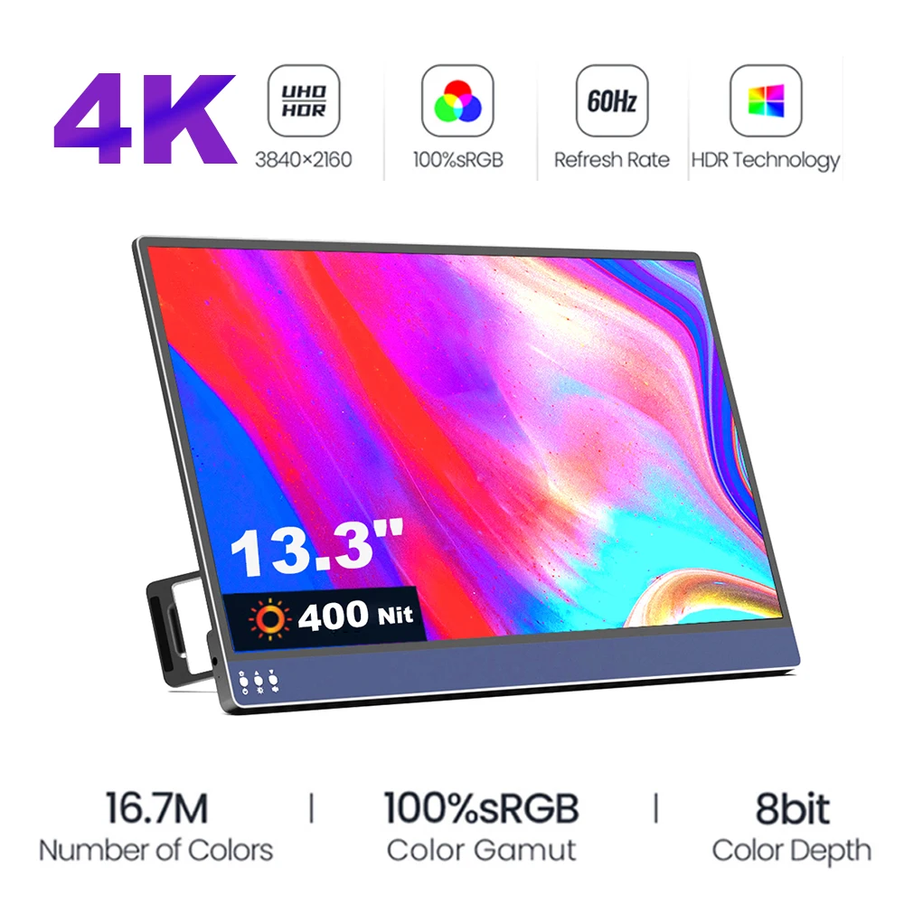 4k 400nit ips 13.3 / 13.5 Polegada monitor portátil tela externa hdmi ...