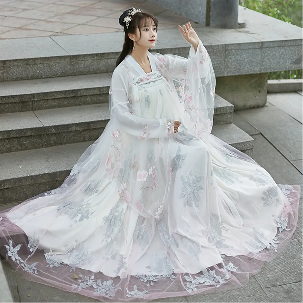 Chinese-Traditional-Dress-Hanfu-Dress-Elegant-Woman-Chiffon-Embroidery ...