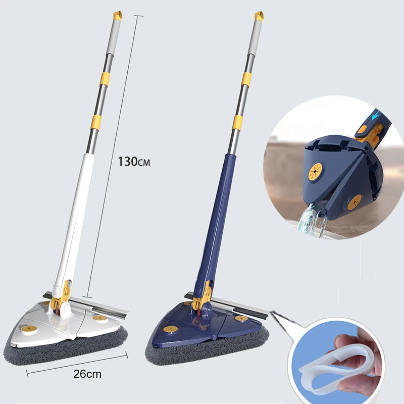 Upgrade Triangle Squeeze Mop With Silicone Scraper 360° Rotatable ...