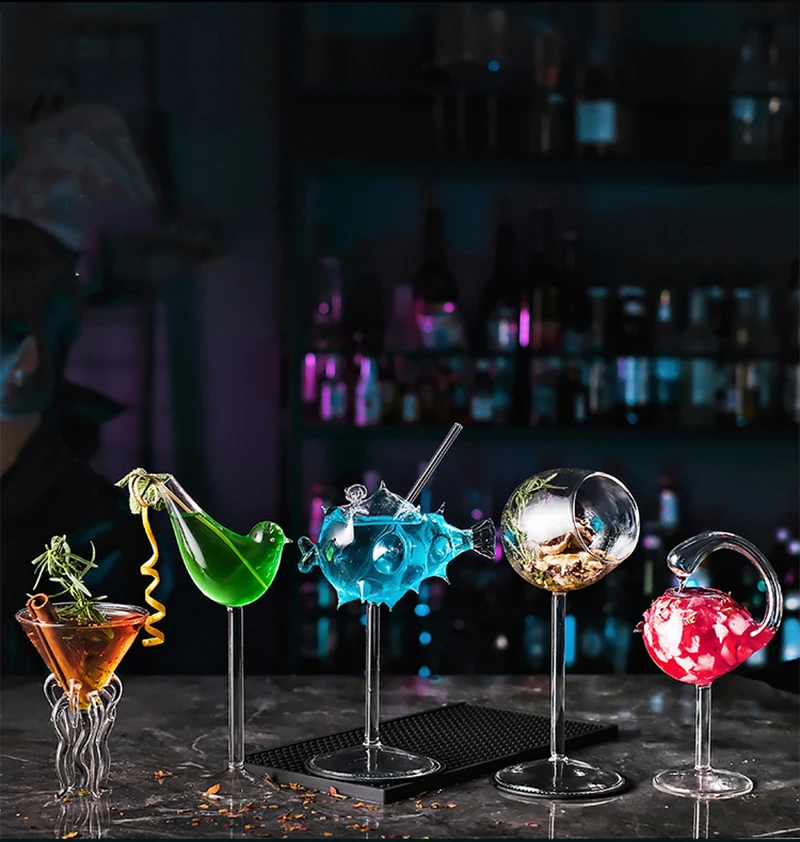 Creative-Cocktail-Glass-Mushroom-Swan-Heart-Octopus-Fish-Design ...
