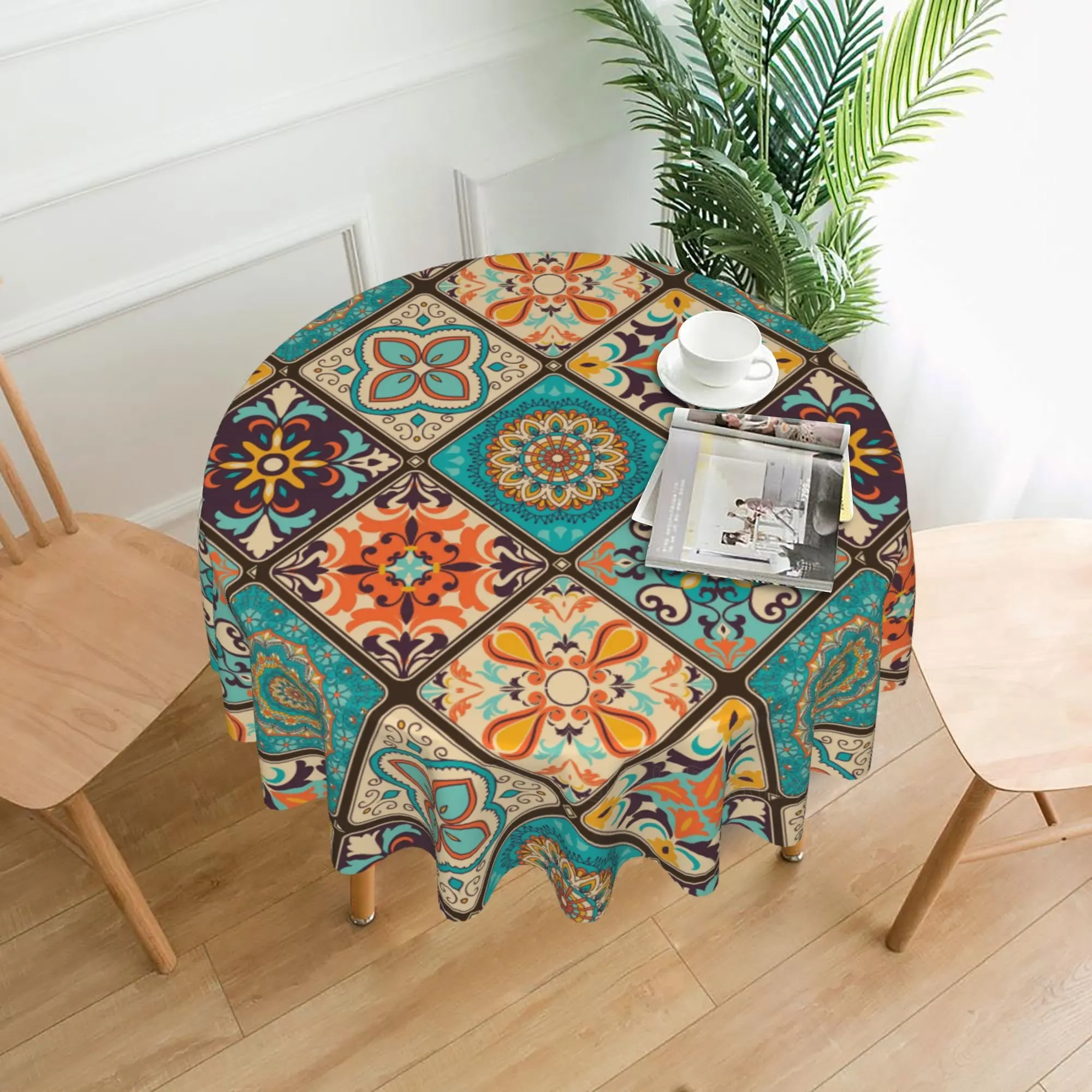 Boho Ethnic Traditional Pattern Tablecloth 60 Inch Classic Vintage ...
