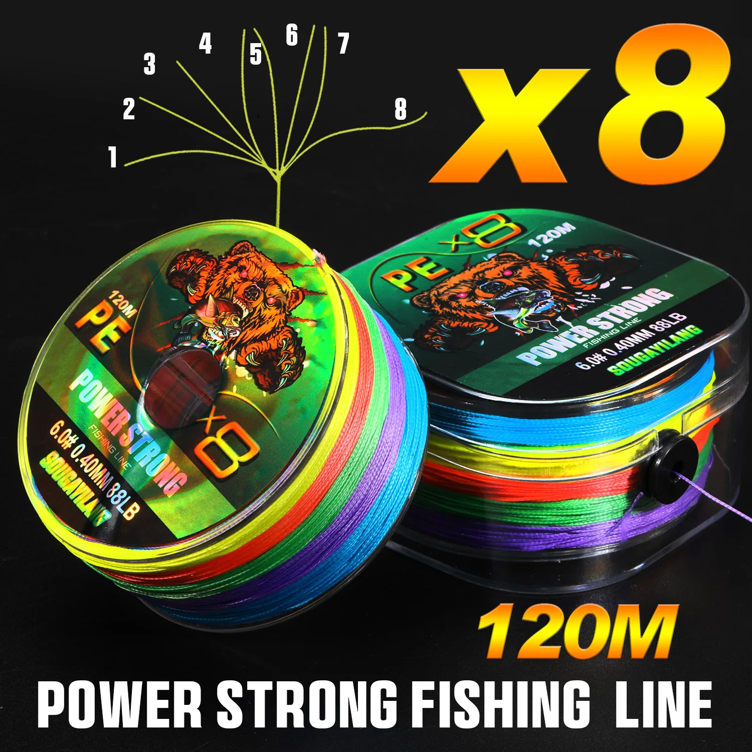 Sougayilang-X8-Fihsing-Line-8-Strand-Braided-Line-120m-Japan-Fishing ...
