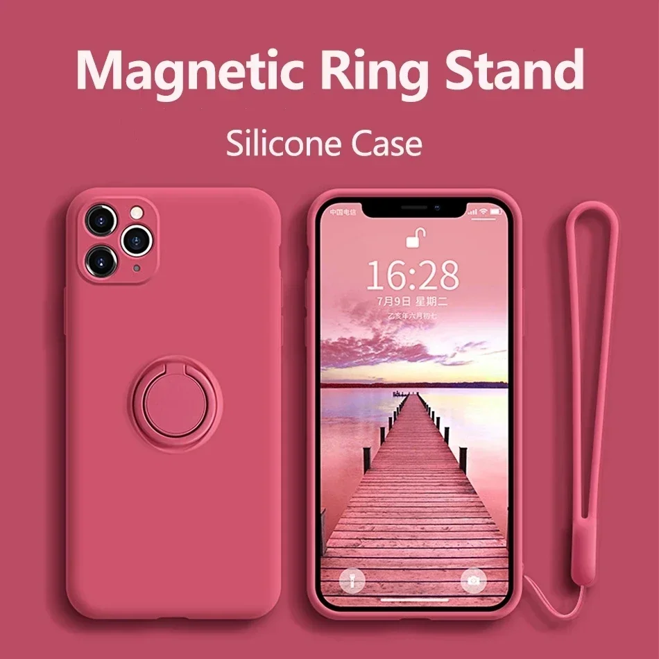 Liquid Silicone Finger Ring Magnetic Holder Bracket For iPhone 15 14 13 ...
