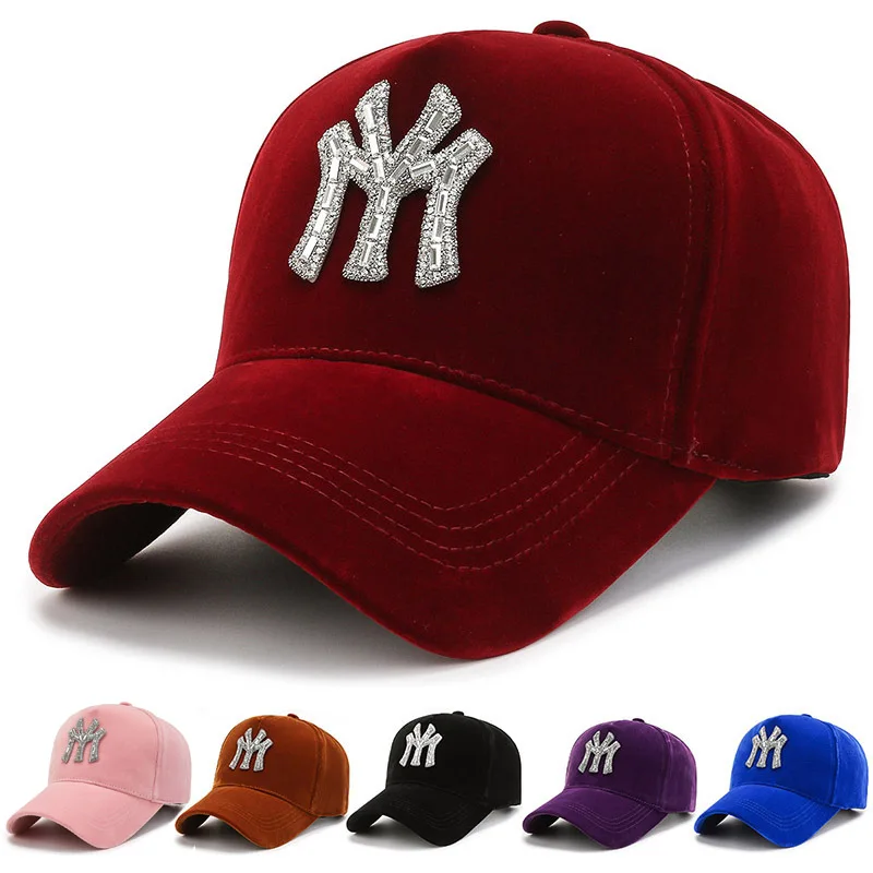Autumn-Winter-Women-Diamond-Velvet-Letter-Baseball-Cap-Cool-Hip-Hop ...