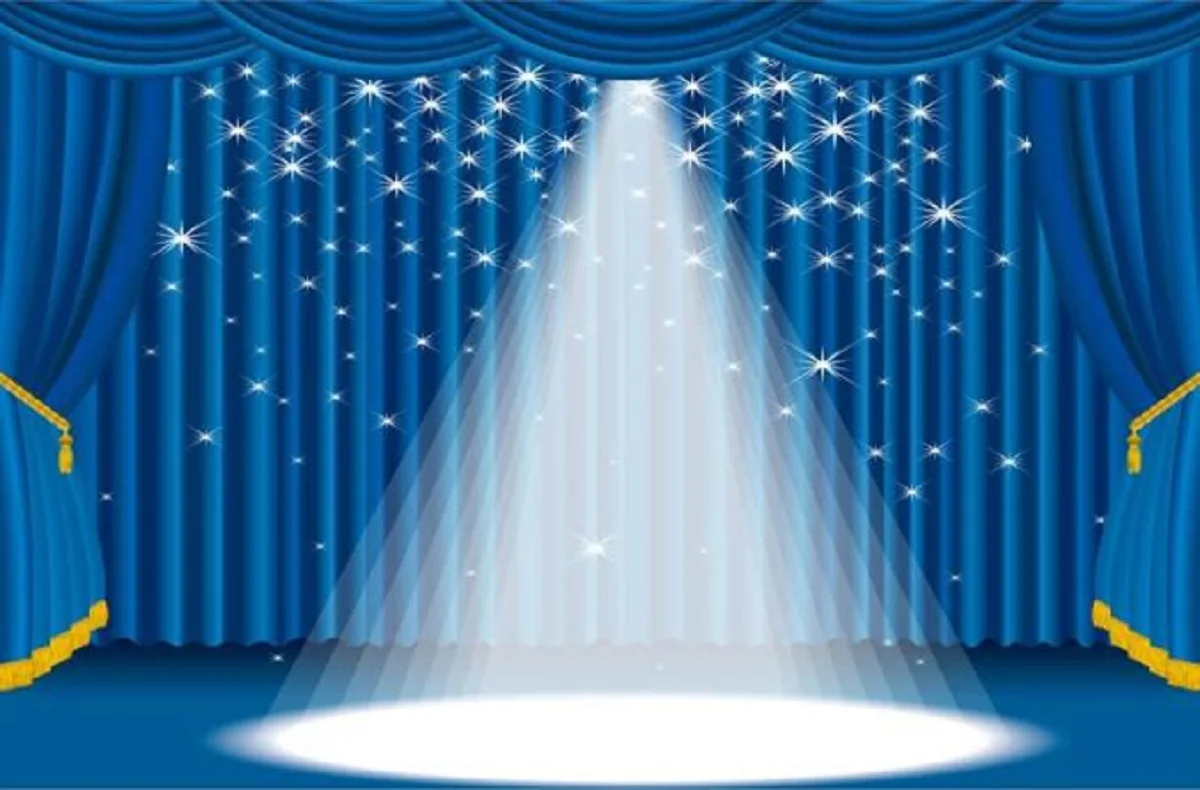 Blue Stage Curtain Background