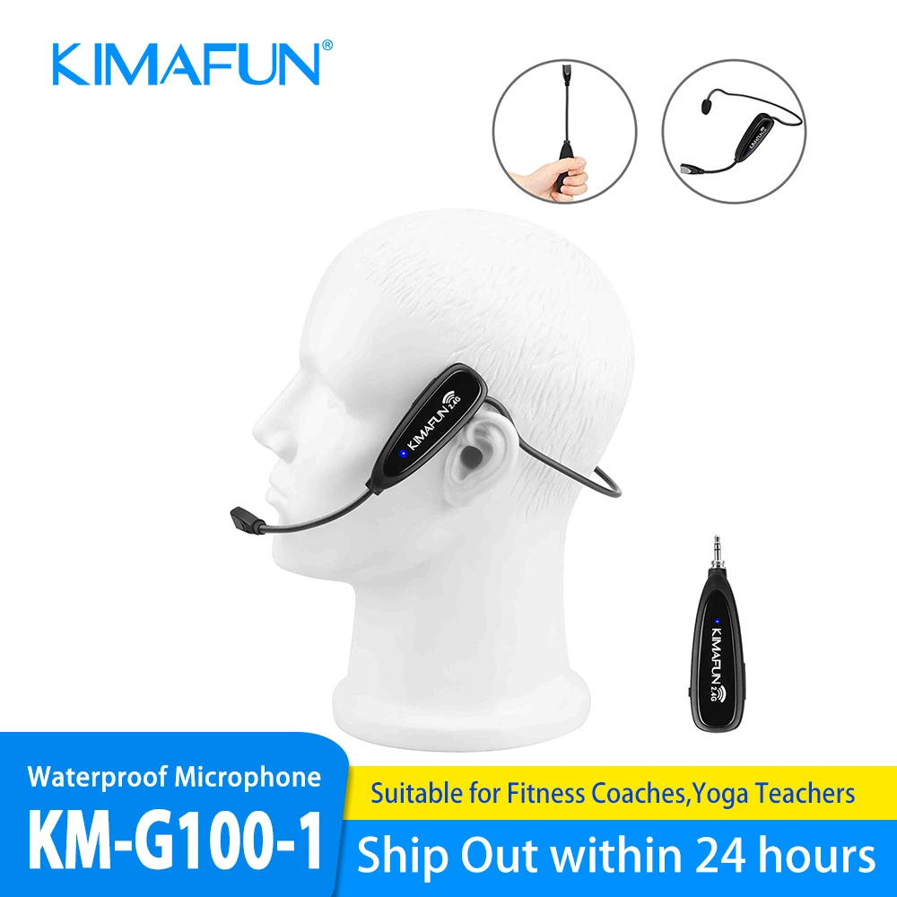 Kimafun 2.4g Professional Fitness Wireless Microphone Sweatproof ...