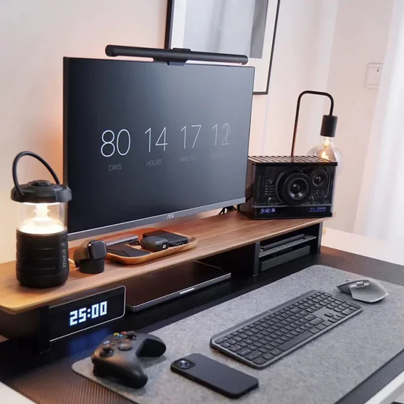 Solid-Wood-Monitor-Stand-Desktop-Computer-Storage-Shelf-Minimalist-and ...