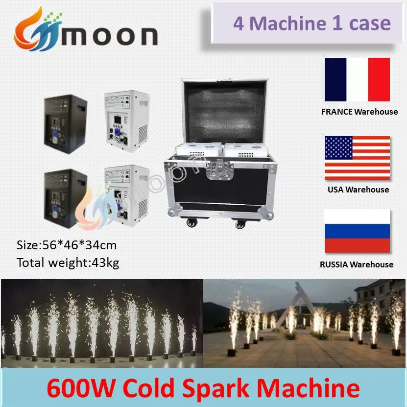 No-Tax-4PCS-Ti-Powder-600W-Cold-Spark-Machine-with-Flycase-LCD-Cold ...