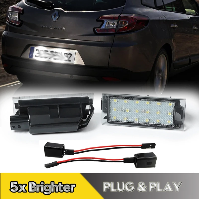 2Pcs For Renault Clio Megane Laguna Espace LED Number License Plate ...